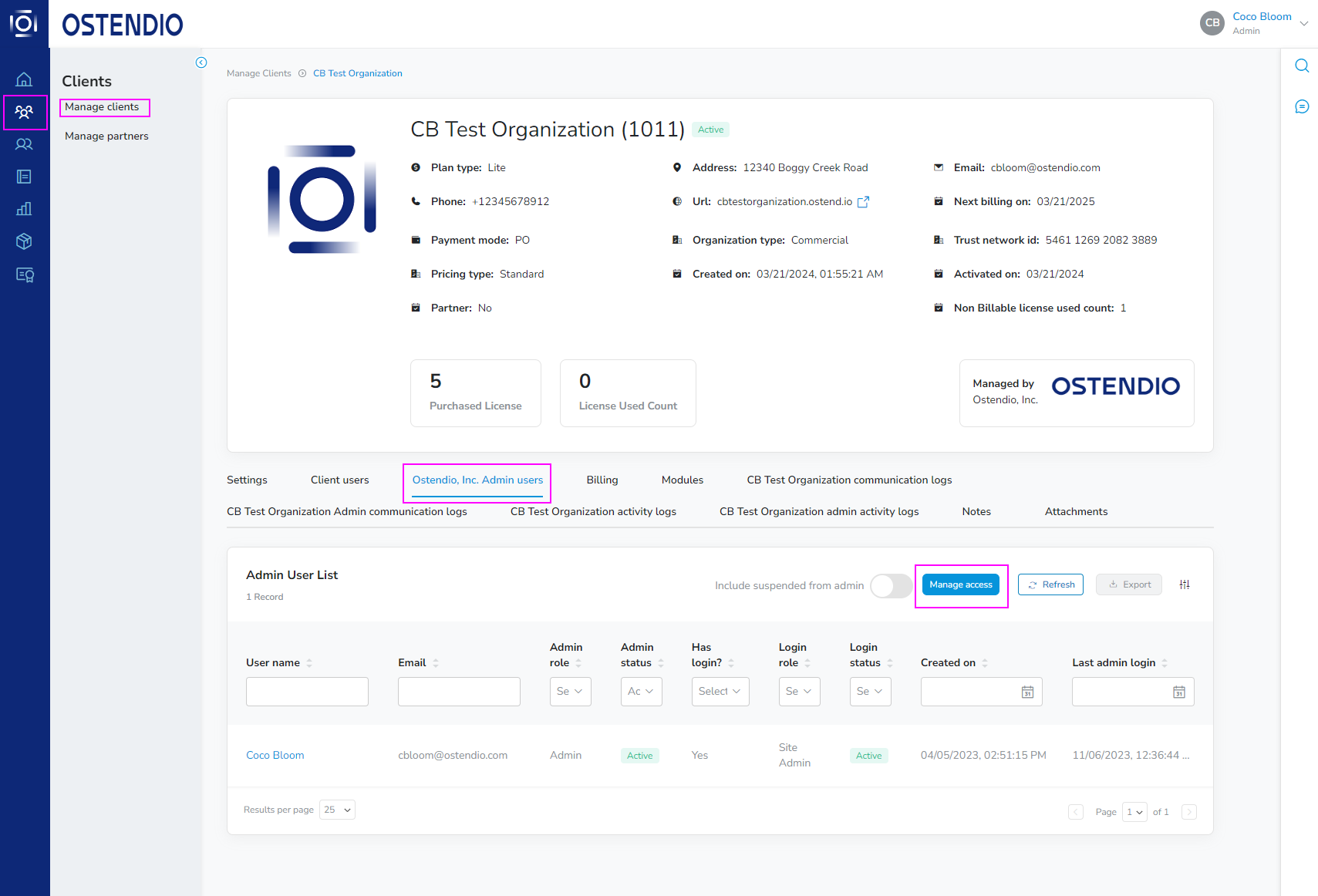 Configuring Admin Portal admin access to client instance